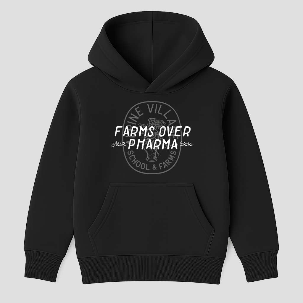 Farms Over Pharma Hoodie - Kids (Black) – Alpine Village School & Farms